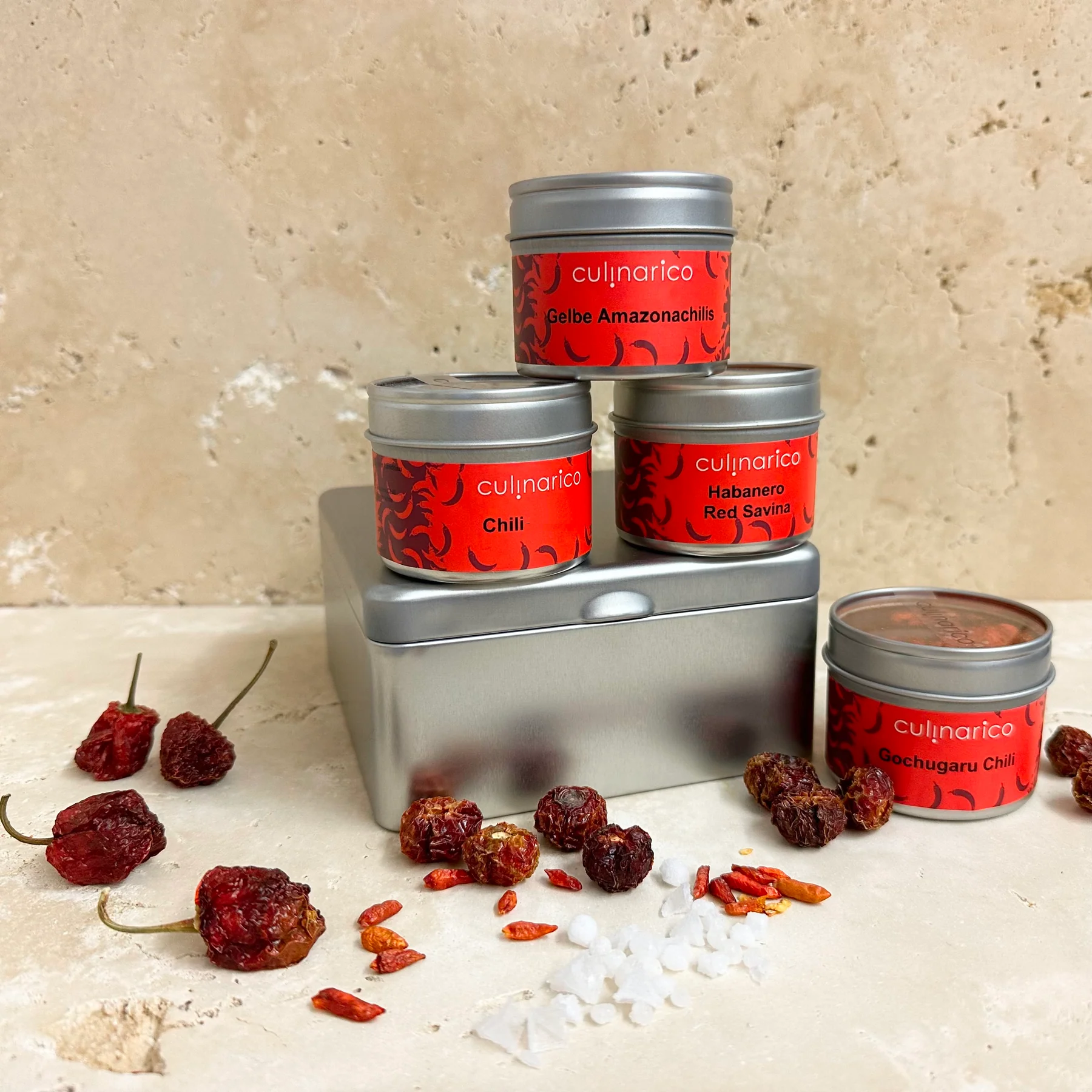 Geschenkbox CHILI klein | 4er Box mit Bio Chiligewürzen – culinarico